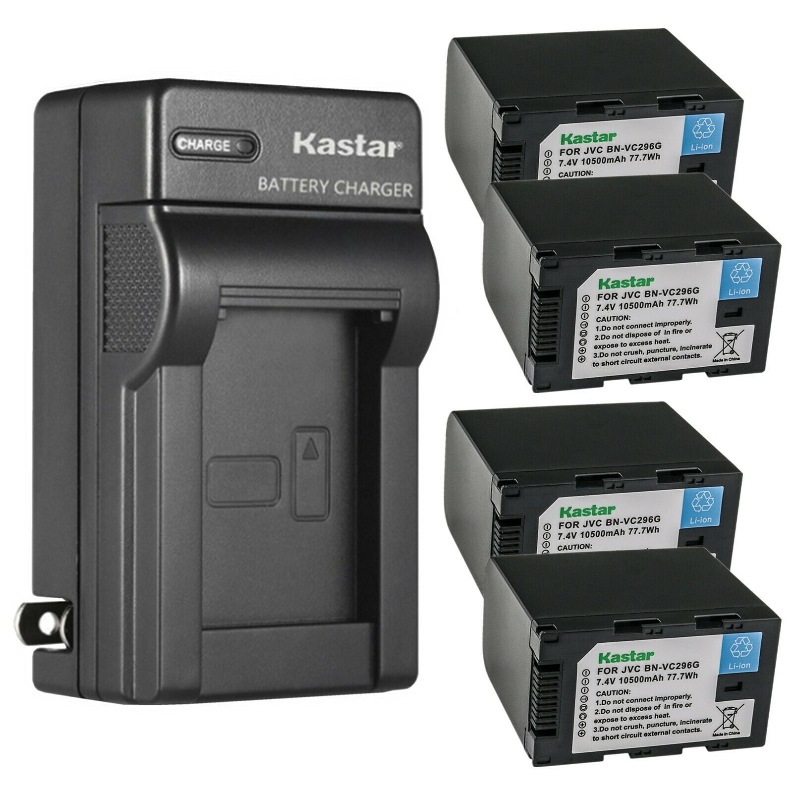 Kastar 4-Pack Battery and AC Wall Charger Replacement for JVC BN-VC264G ...