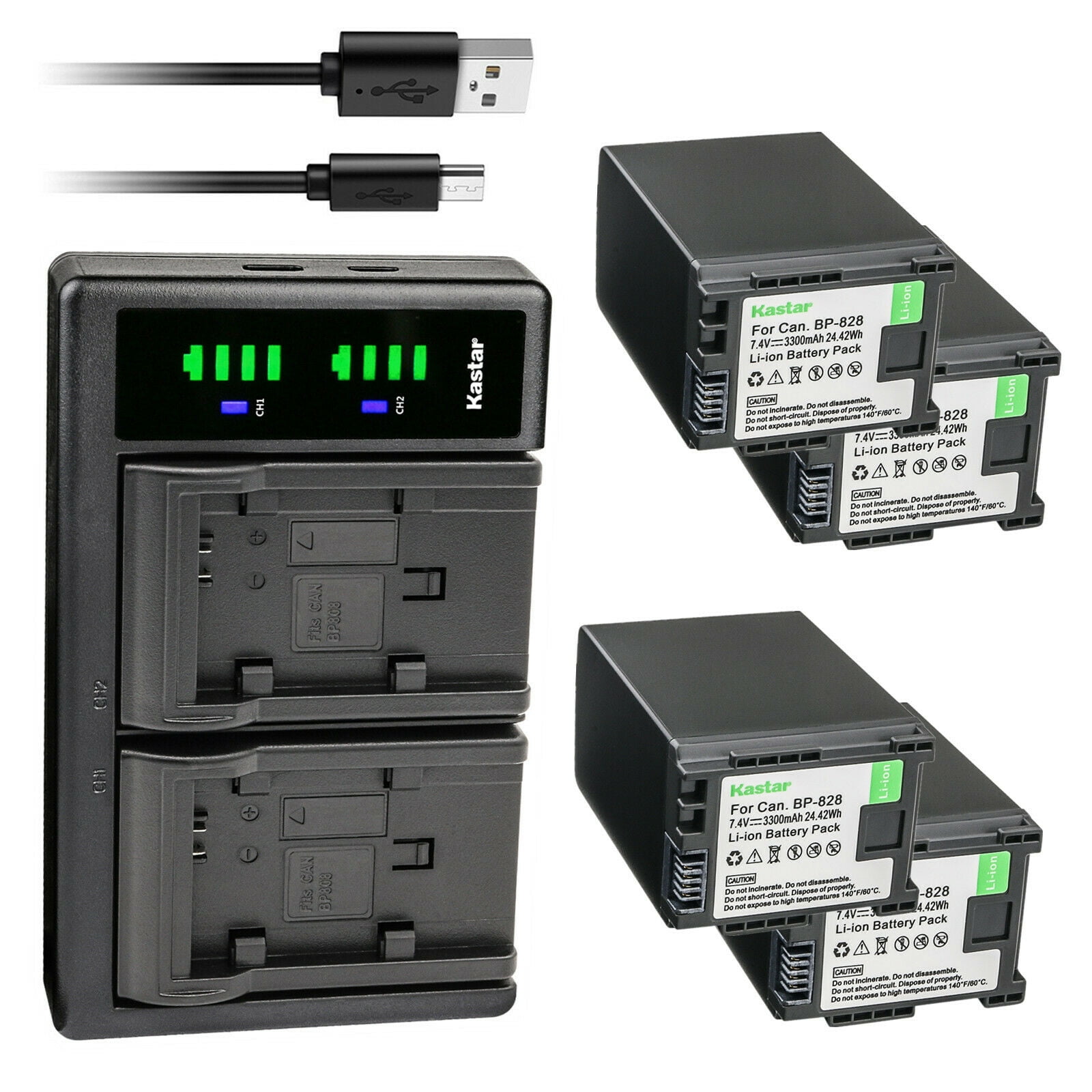 Kastar 4-Pack Battery and LTD2 USB Charger Replacement for Canon BP-820 ...