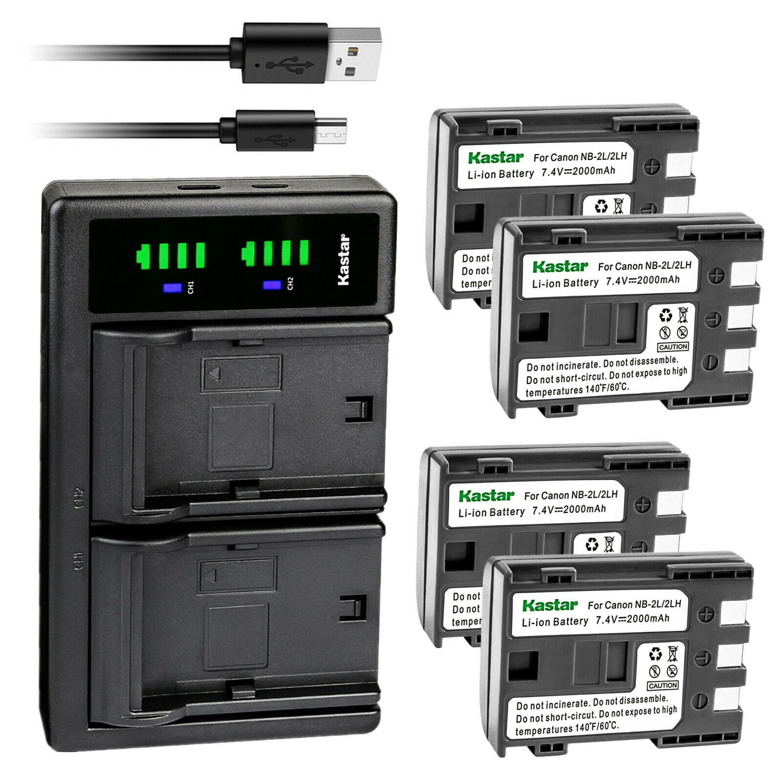 Kastar 4-Pack Battery and LTD2 USB Charger Replacement for Canon MV901 ...