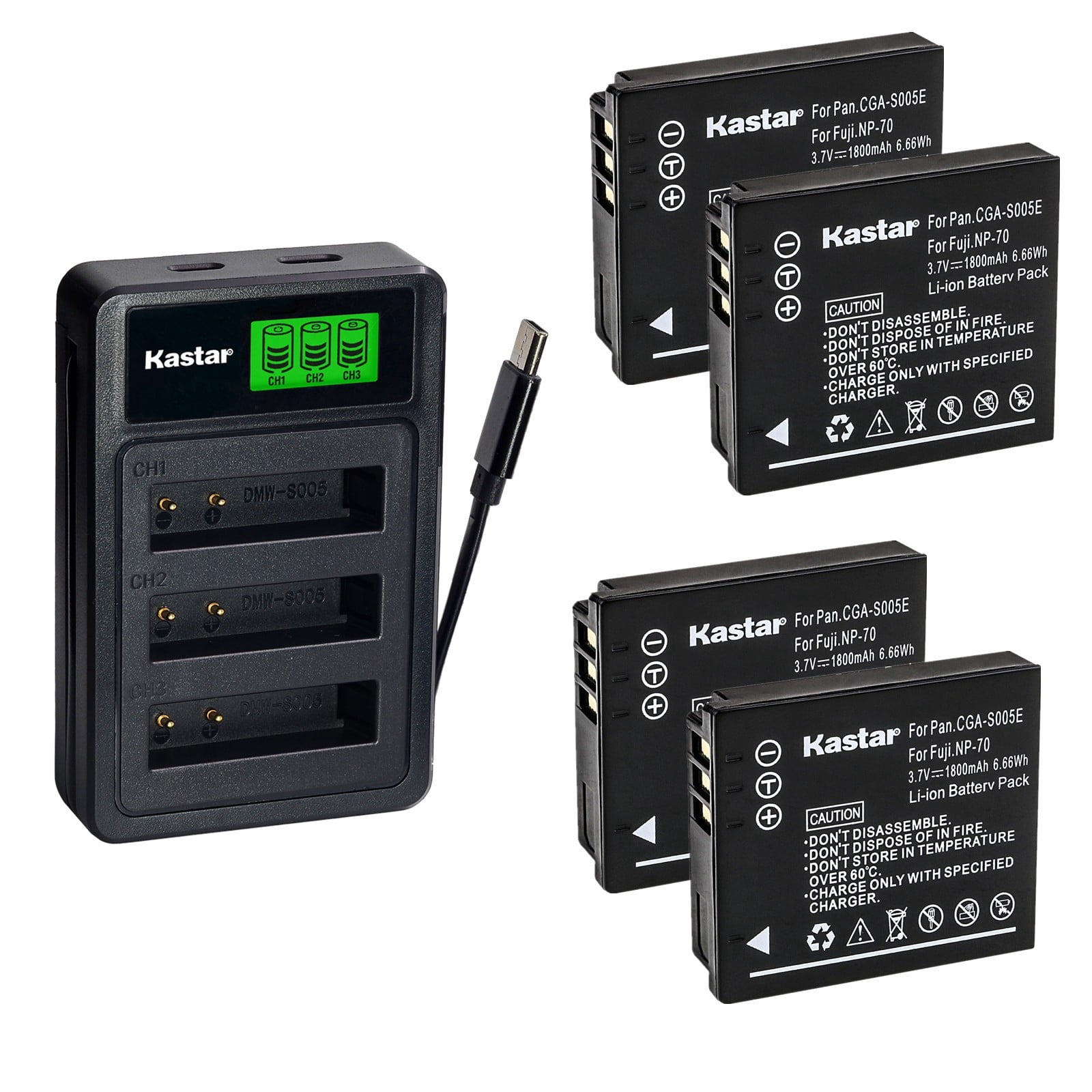 Kastar 4-Pack Battery with LZD3 USB Triple Charger Compatible with ...