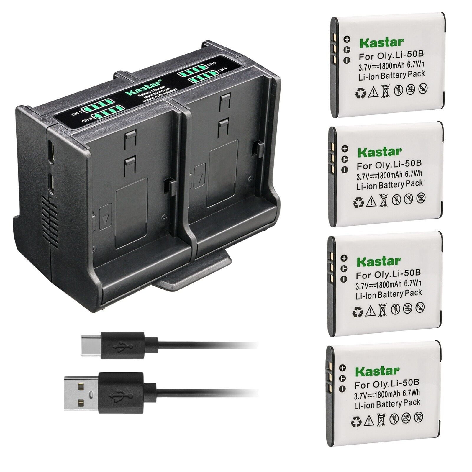 Kastar 4-Pack Battery and Quadruple Charger Compatible with Casio NP ...