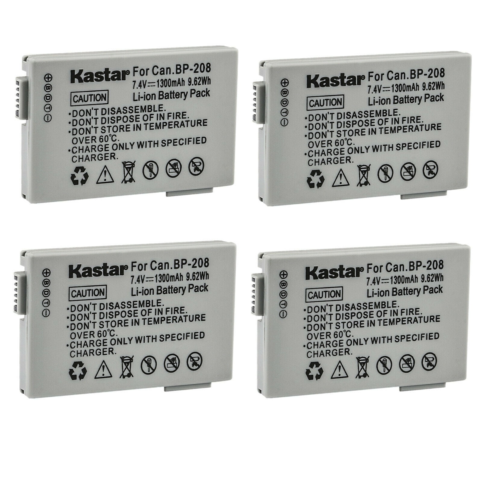 Kastar 4-Pack Battery Replacement for Canon BP-208 BP-208DG BP-308 BP ...