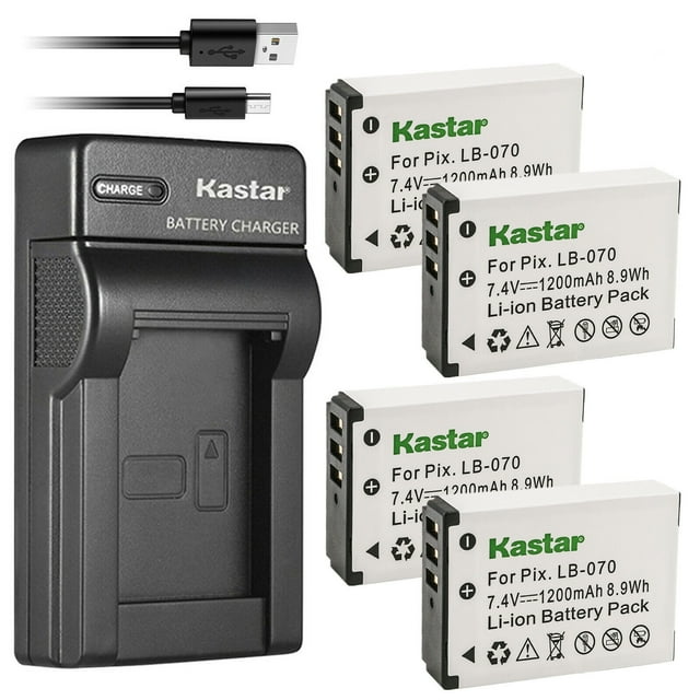 Kastar 4 Pack Battery Slim Usb Charger For Kodak Lb 070 Lb070 Battery