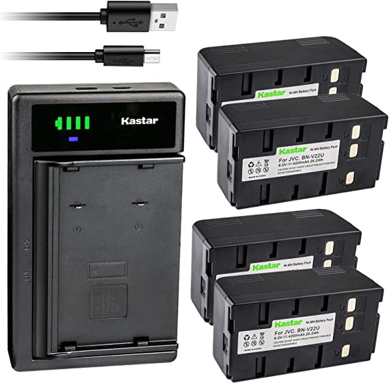 Kastar 4-Pack Battery and Smart USB Charger Replacement for Panasonic NV-VX33EG NV-VX55EG PV-10 ...