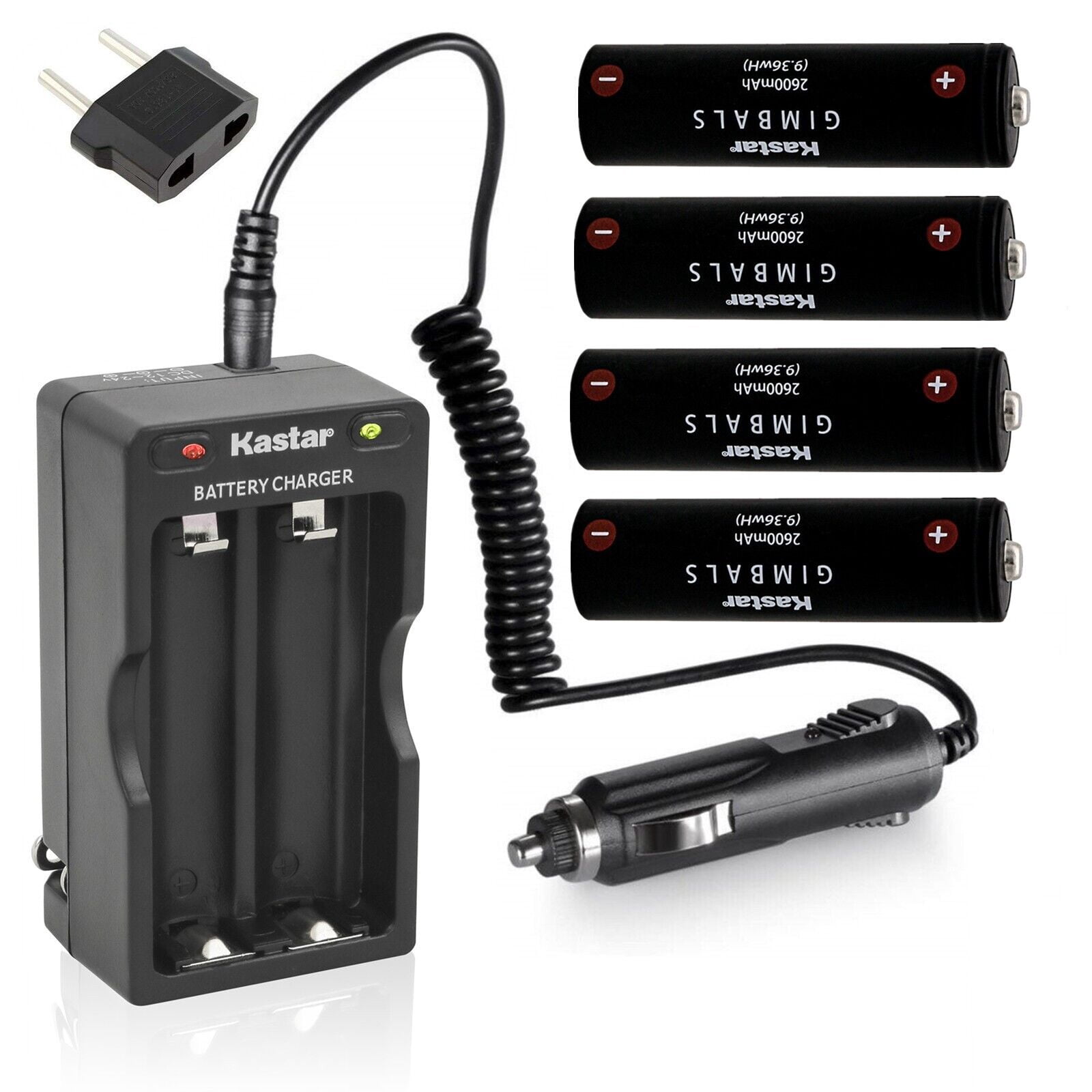 Kastar 4-Pack Battery + Travel Charger Kit Replacement for EVO GP ...