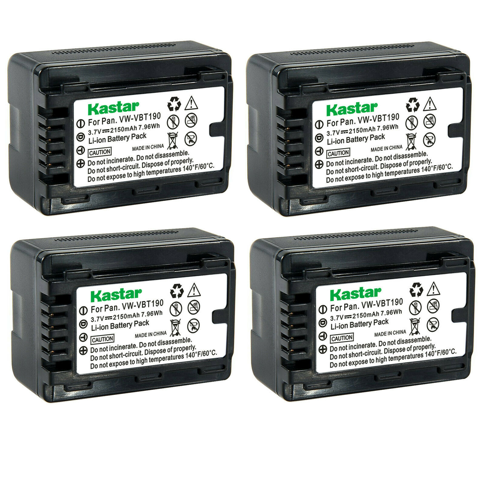 Kastar 4-Pack Battery VW-VBT190 Replacement for Panasonic HC-V520M, HC ...