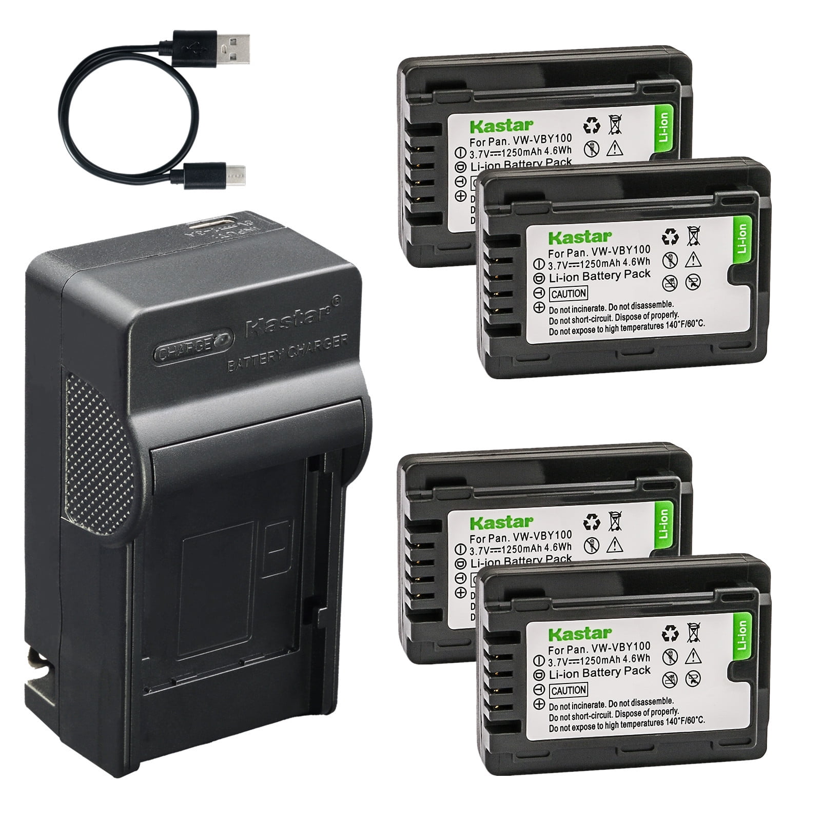 Kastar 4-Pack Battery and AC & USB-C Charger Compatible with Panasonic ...