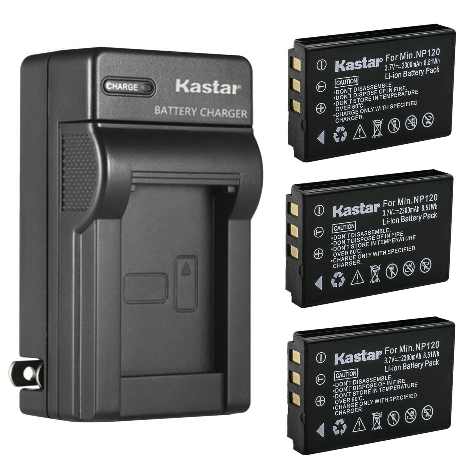 Kastar 4-Pack Battery and AC Wall Charger Replacement for Minolta NP ...