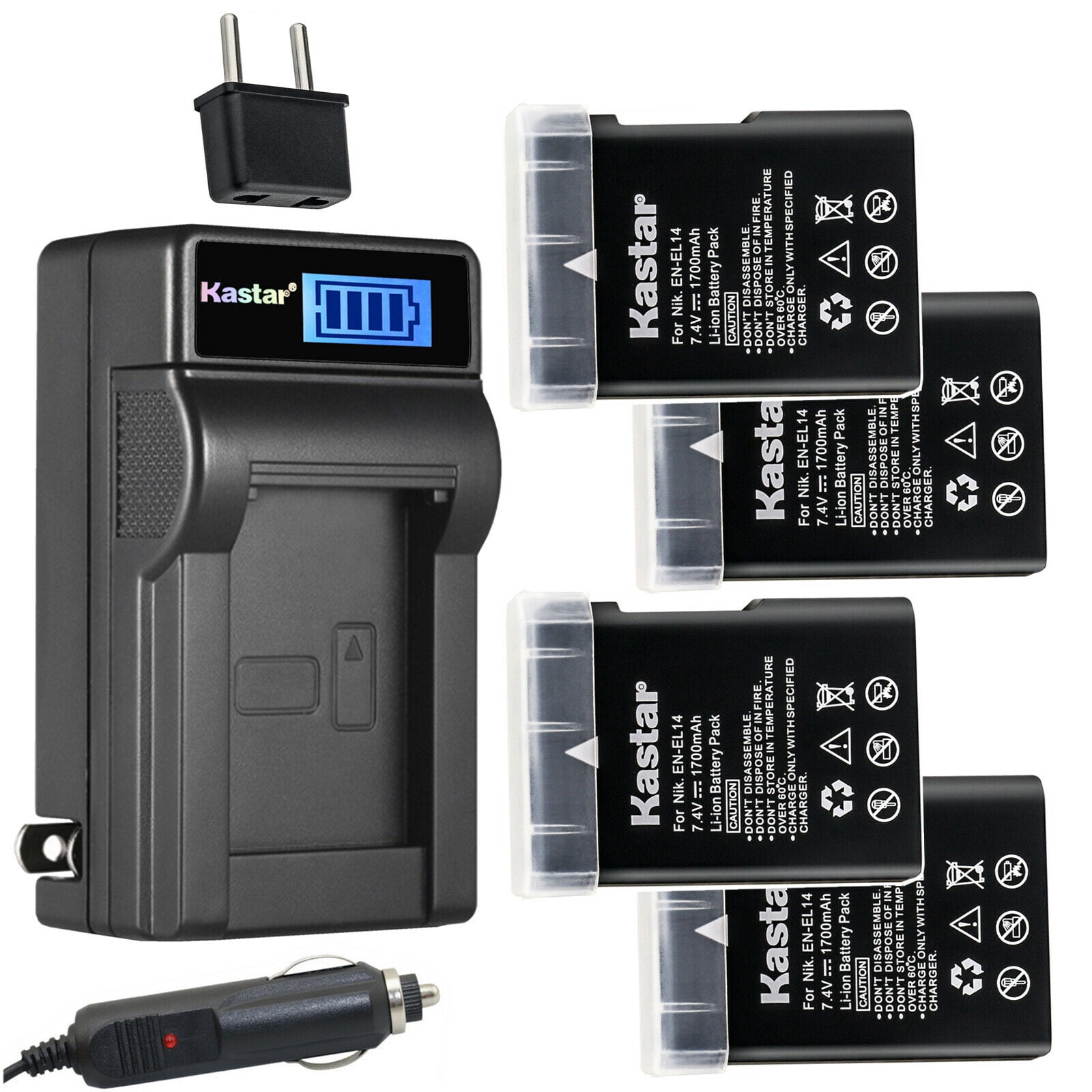 Kastar 4-Pack EN-EL14 Battery and LCD AC Charger Compatible with Nikon ...
