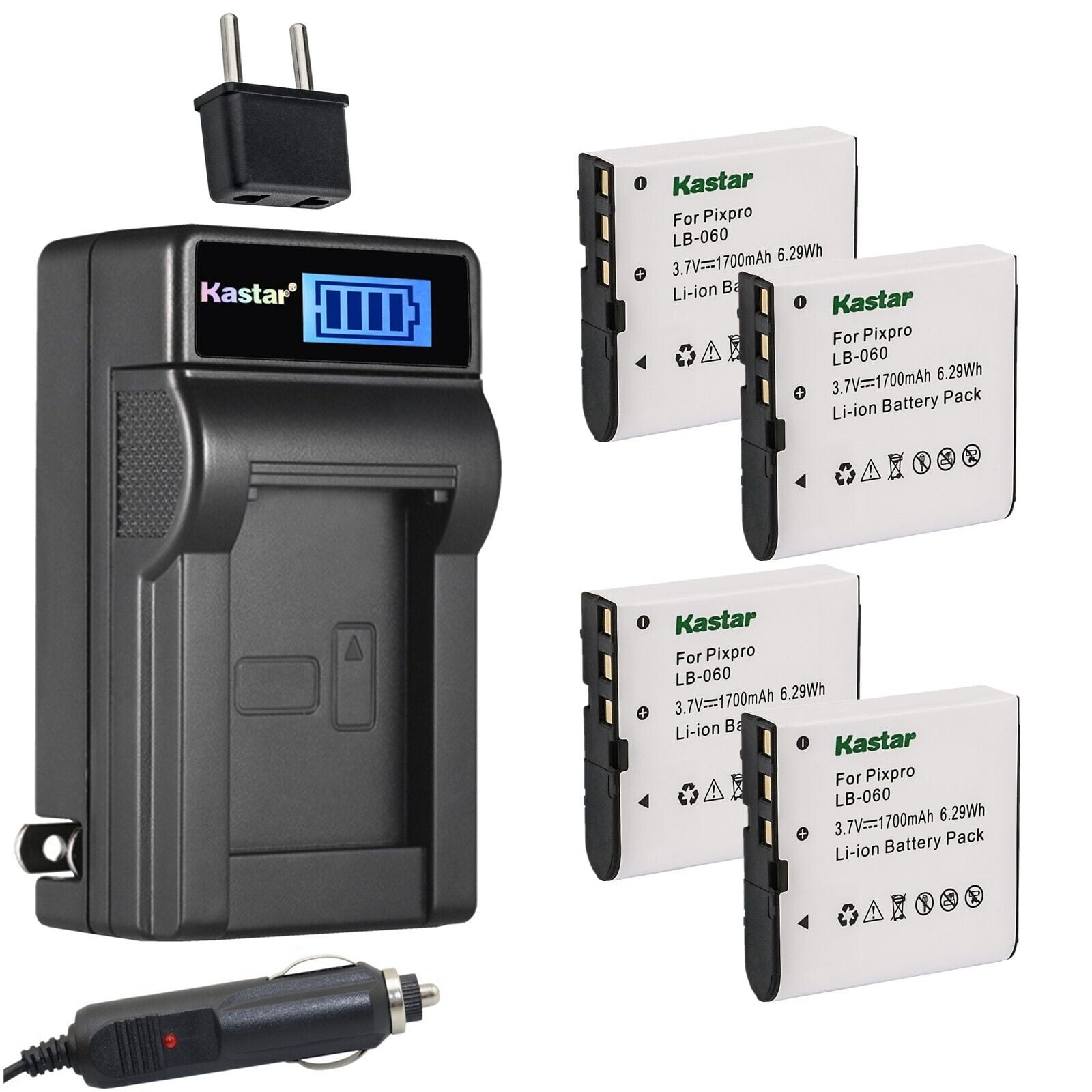 Kastar 4-Pack LB-060 Battery and LCD AC Charger Compatible with Kodak ...
