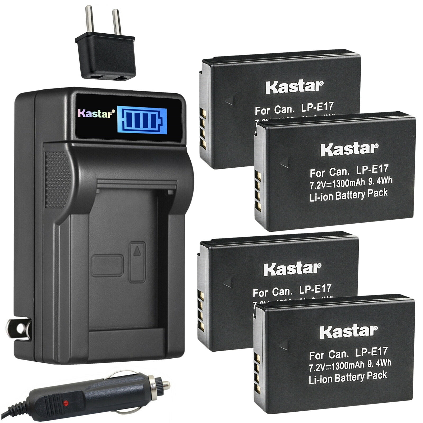 Kastar 4-Pack LP-E17 Battery and LCD AC Charger Compatible with Canon ...