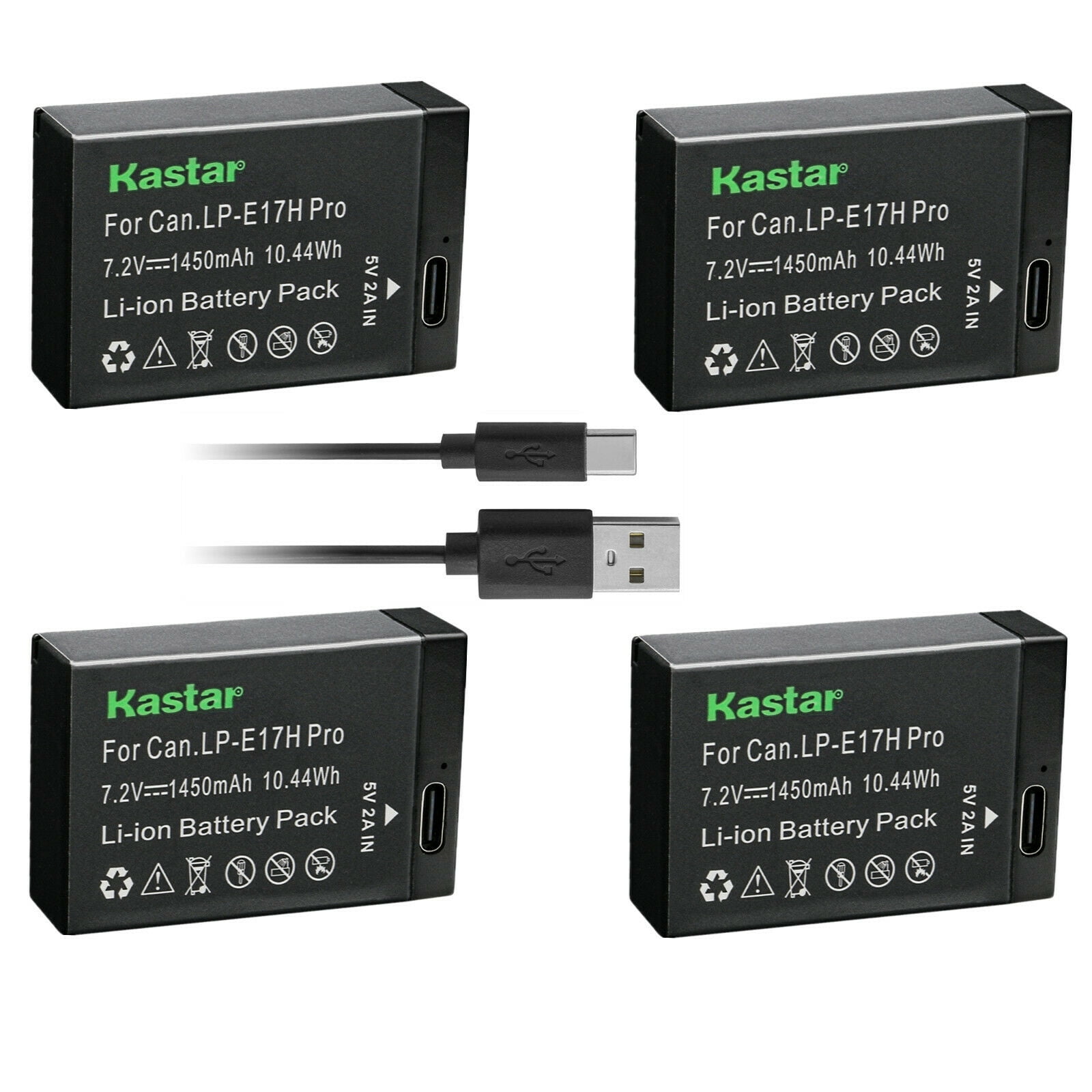 Kastar 4-Pack LP-E17H Pro Battery W/ Type-C Cable Compatible with Canon ...