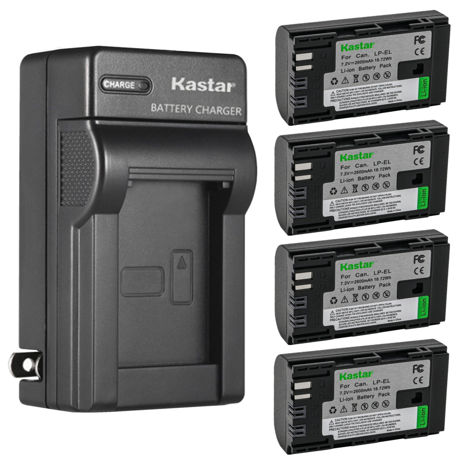 Kastar 4-Pack LP-EL Battery and AC Wall Charger Replacement for Canon ...
