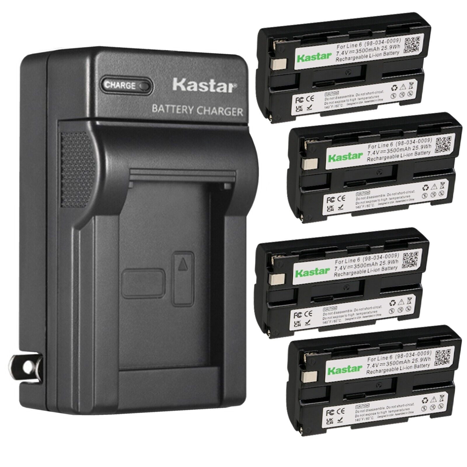 Kastar 4-Pack Line6 Battery 7.4V 3500mAh and AC Wall Charger ...