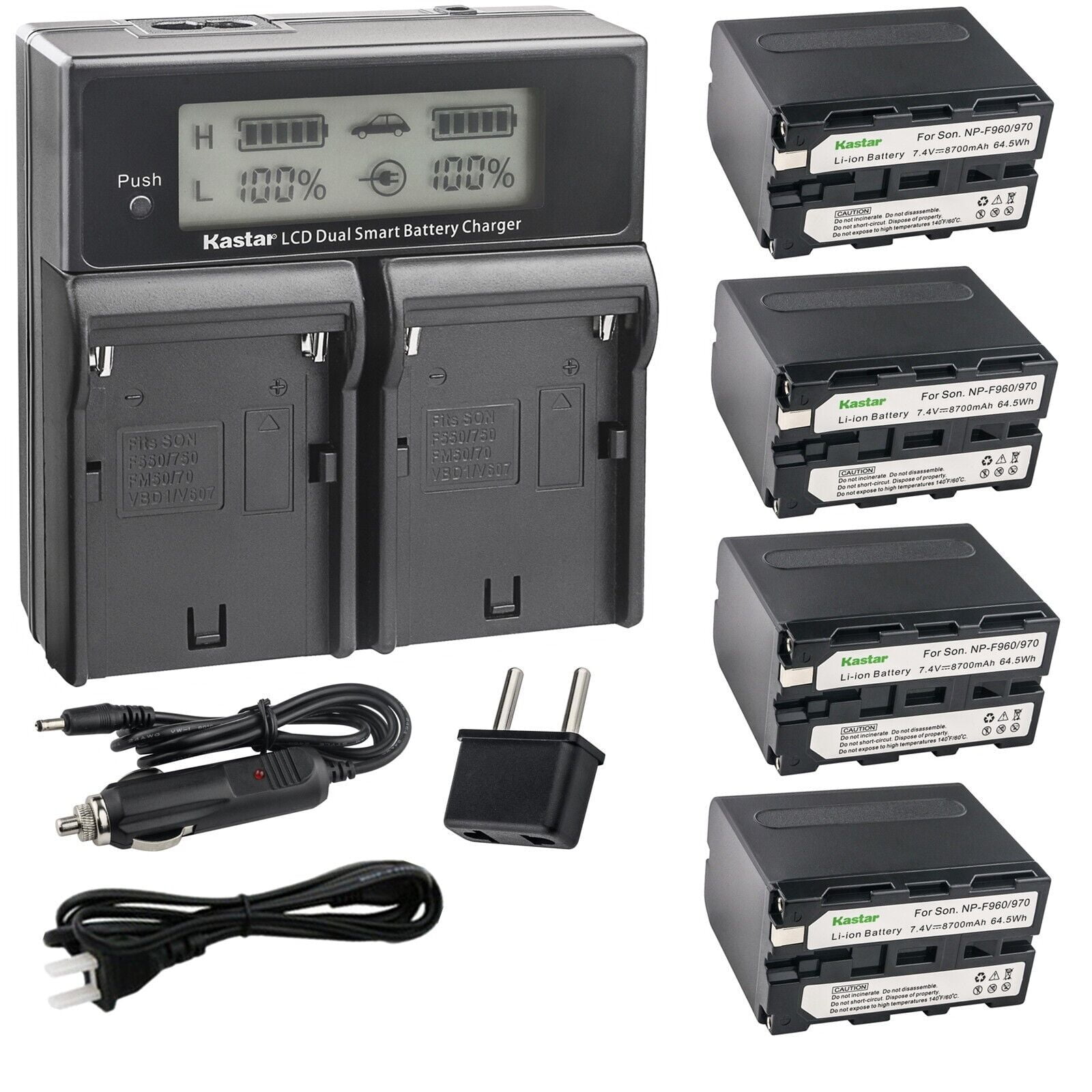 Kastar 4-Pack NP-F970 Battery and CH04 Dual Fast Charger Compatible ...