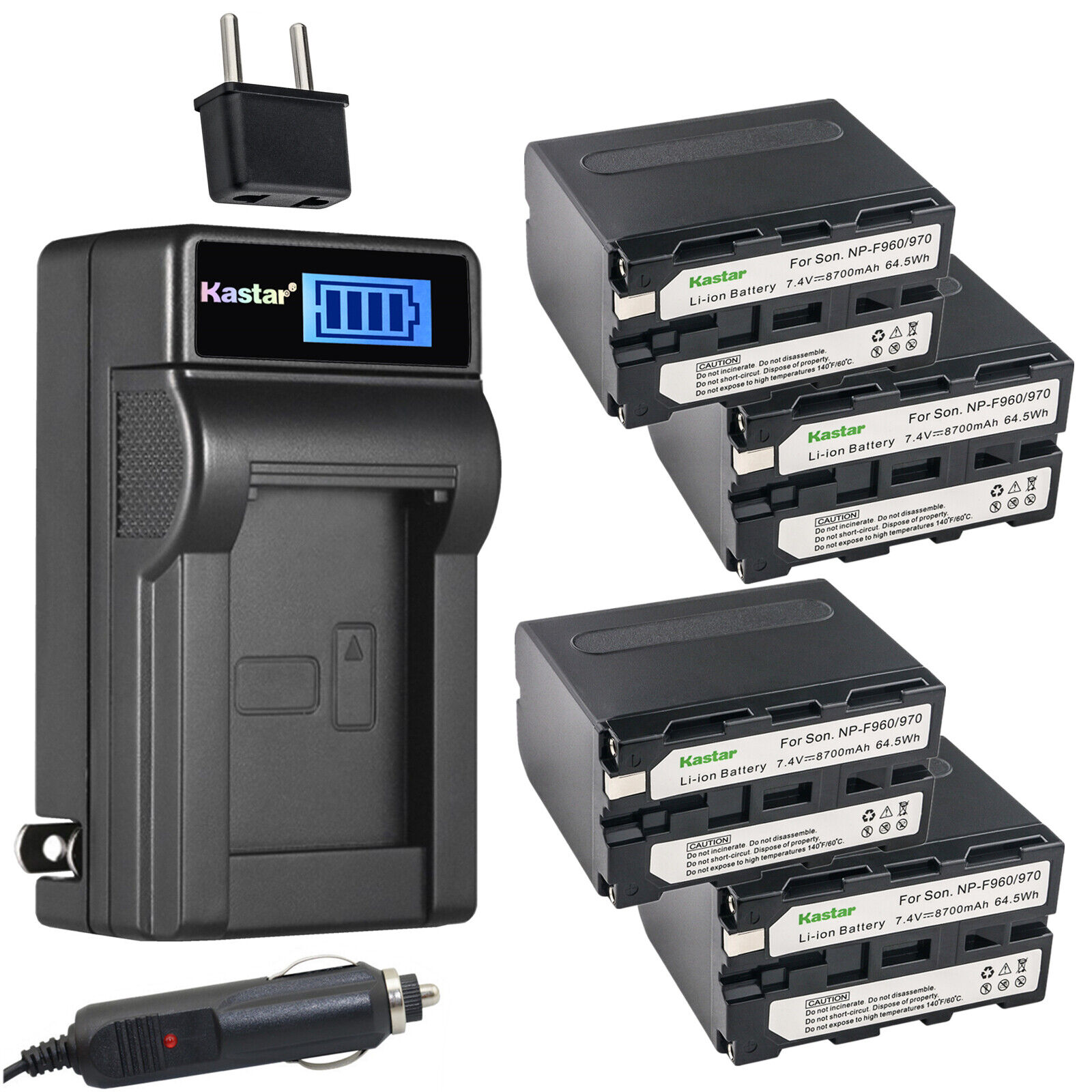 Kastar 4-Pack NP-F970 Battery and LCD AC Charger Compatible with Sony ...