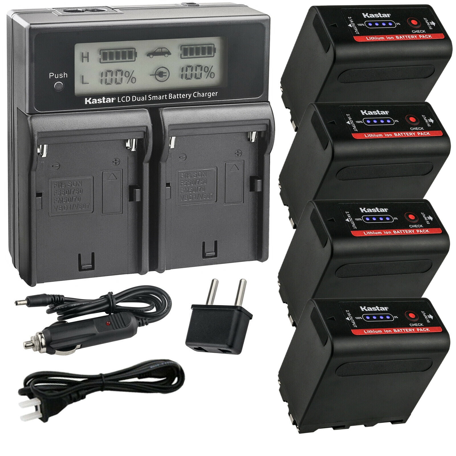Kastar 4-Pack NP-F980EXP Battery and CH04 Dual Fast Charger Compatible ...