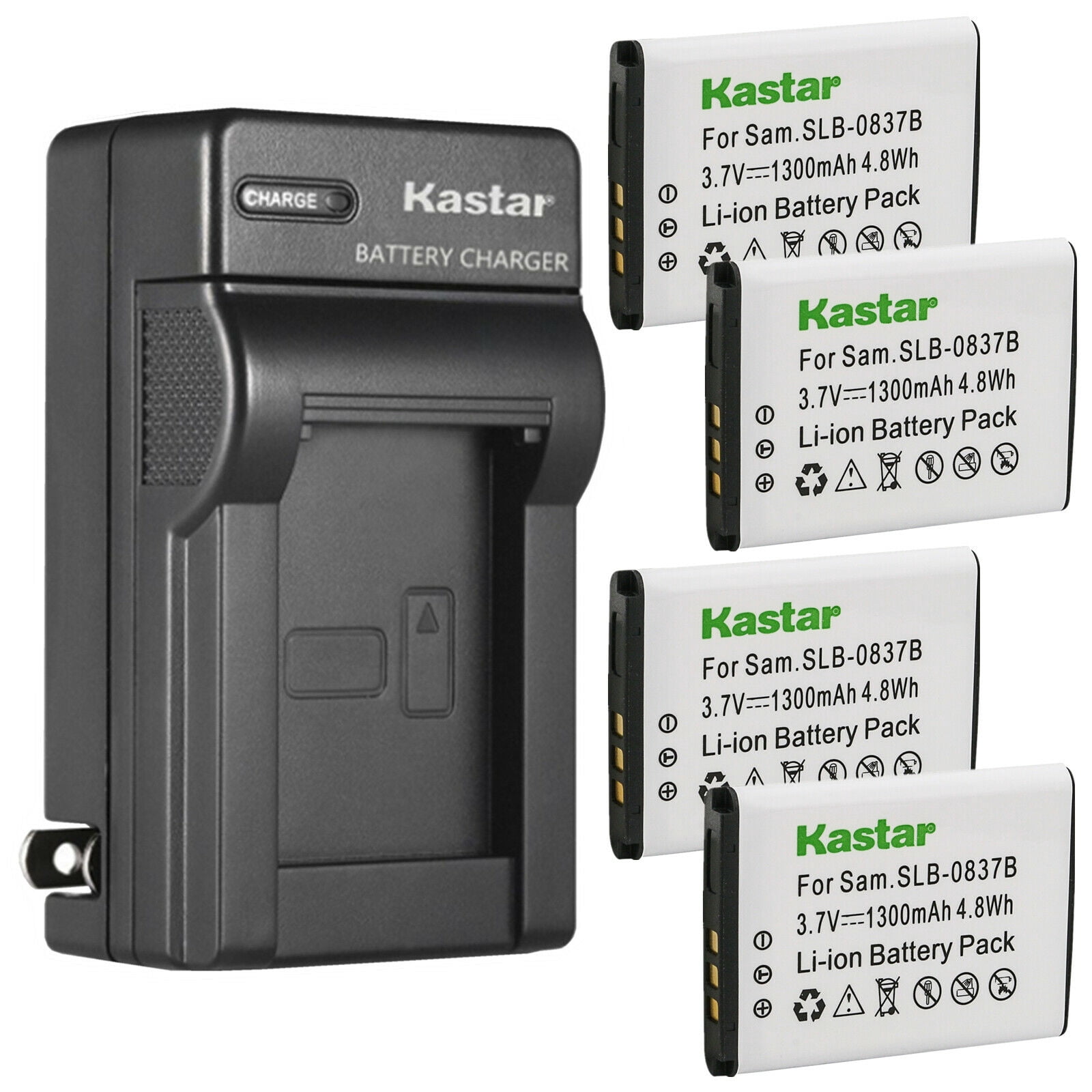 Kastar 4-Pack SLB-0837(B) Battery and AC Wall Charger Replacement for ...