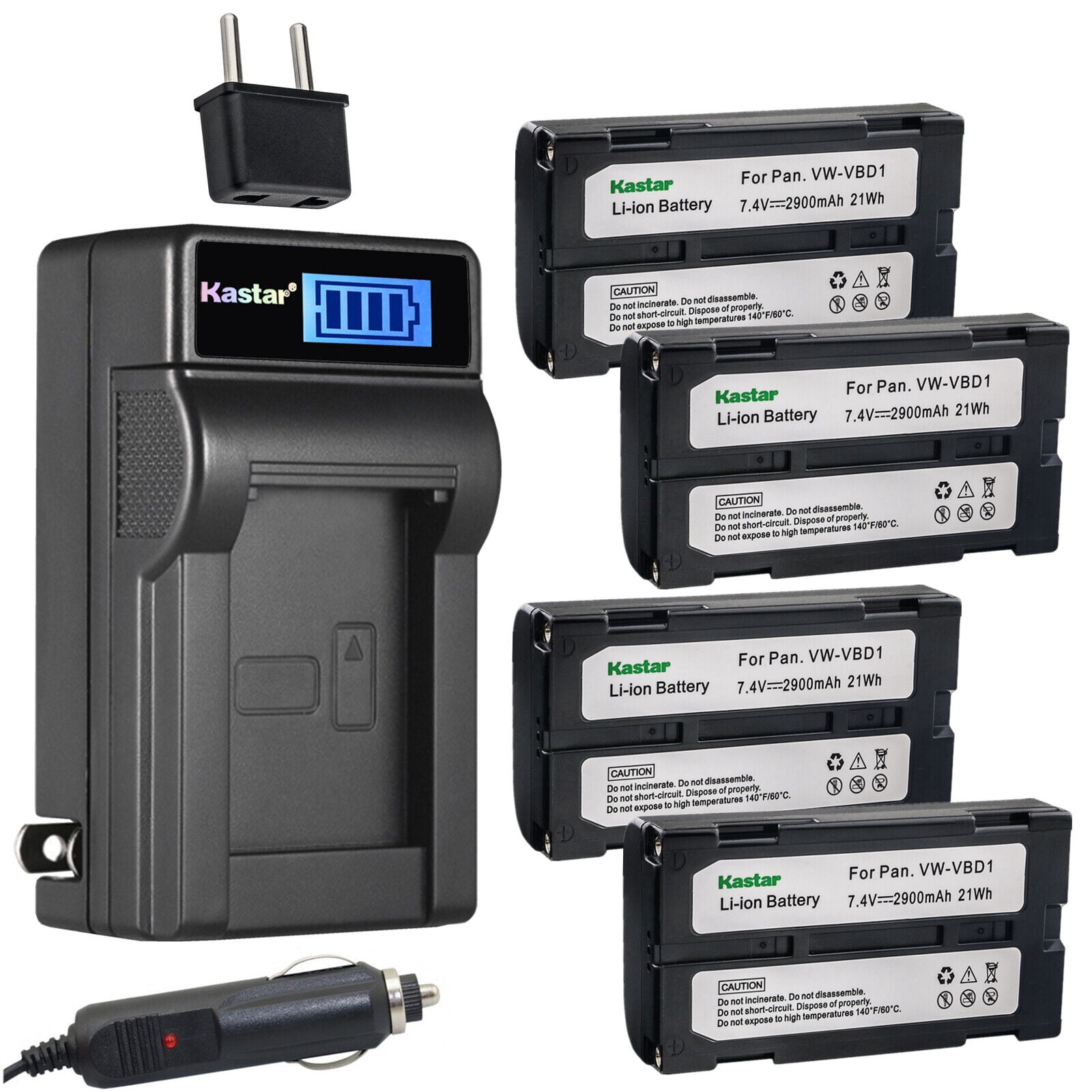Kastar 4-Pack VM-BPL13 Battery and LCD AC Charger Compatible with ...