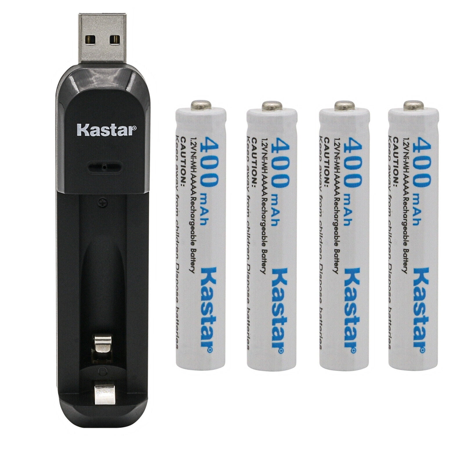 Kastar 4 Pcs AAAA 1.2V 400mAh Battery and USB Charger Replacement for ...