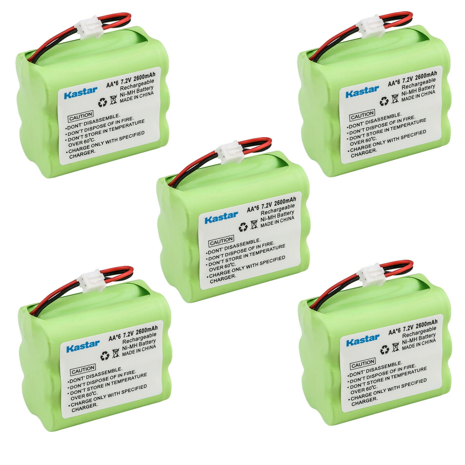 Kastar 5-Pack 7.2V 2600mAh Ni-MH Battery Replacement for 2GIG BATT1X ...