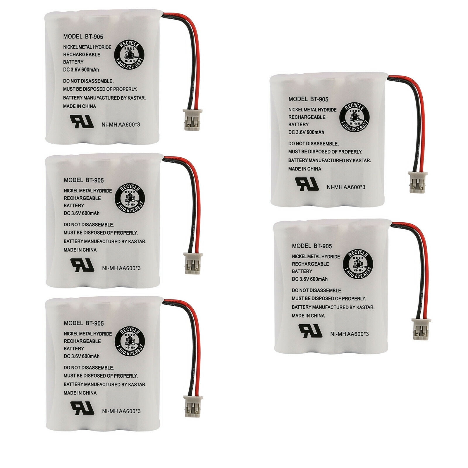 Kastar 5-Pack Battery Replacement for Radio Shack/Tandy 43-3530 43-3531 ...