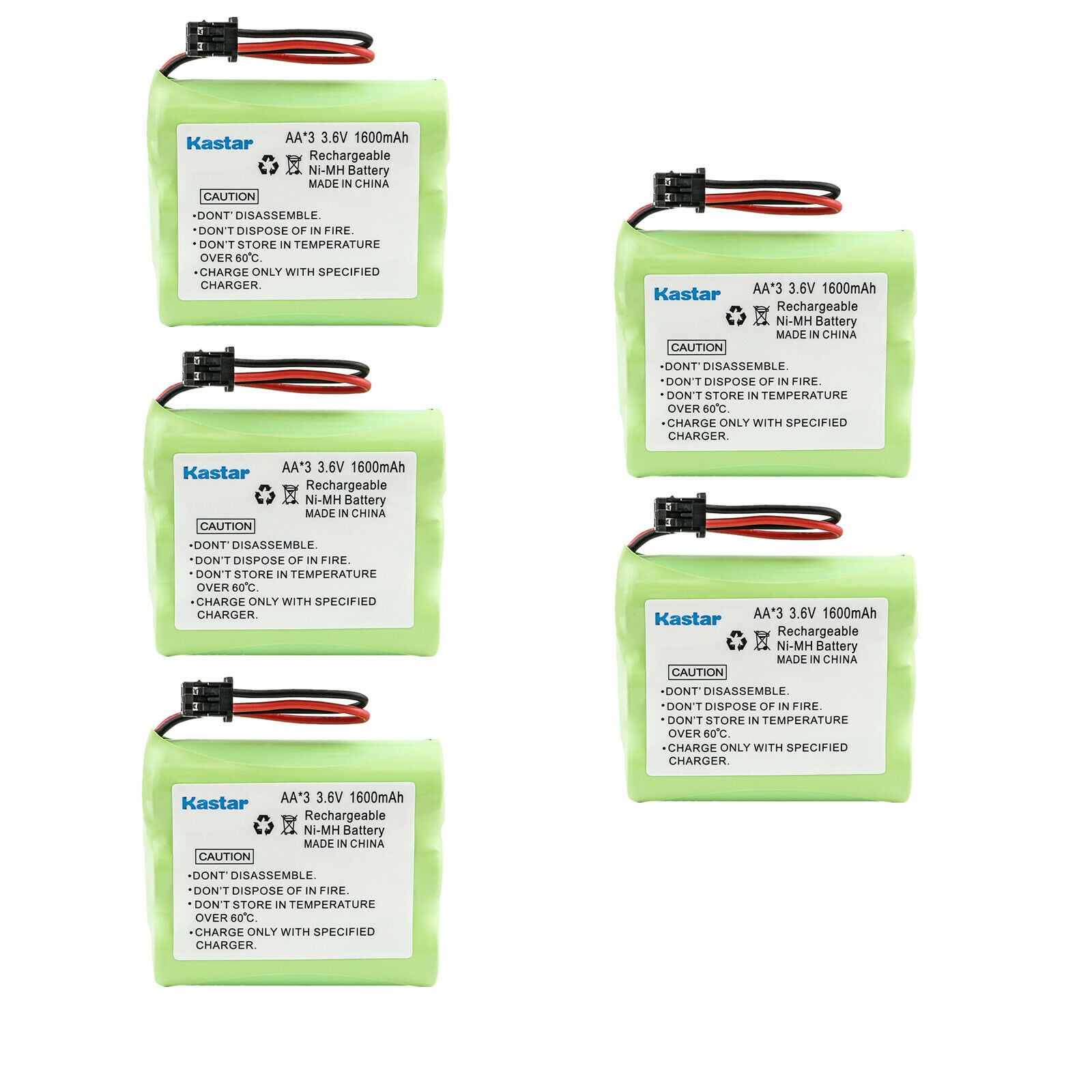 Kastar 5-Pack Battery Replacement for Radio Shack/Tandy 9601505 43-0137 ...