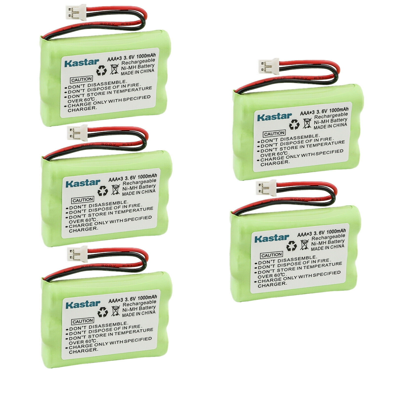 Kastar 5-Pack Ni-MH Battery 3.6V 1000mAh Replacement for Graco Monitor ...
