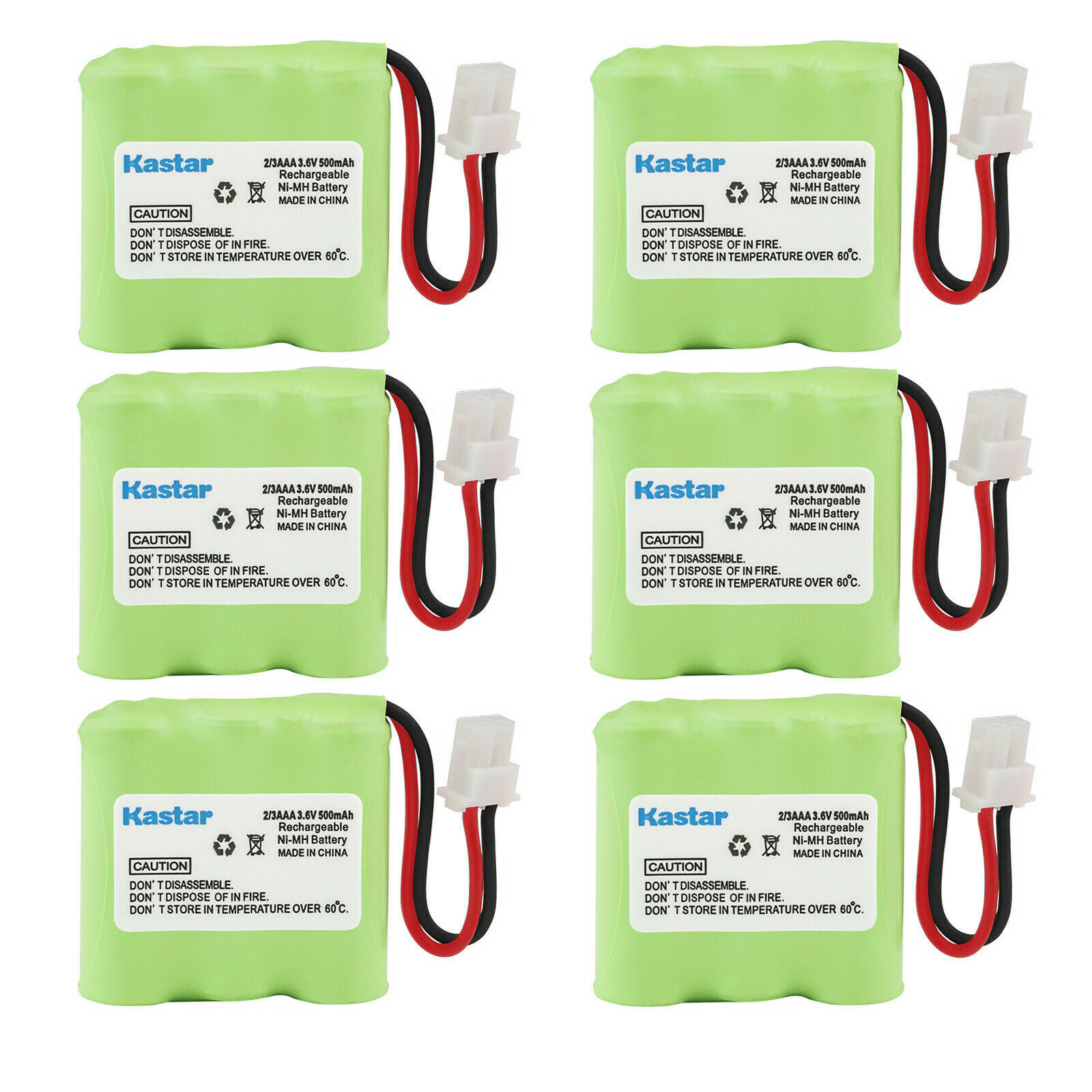 Kastar 6-Pack 3.6V 500mAh Ni-MH Battery Replacement for RADIO SHACK ...