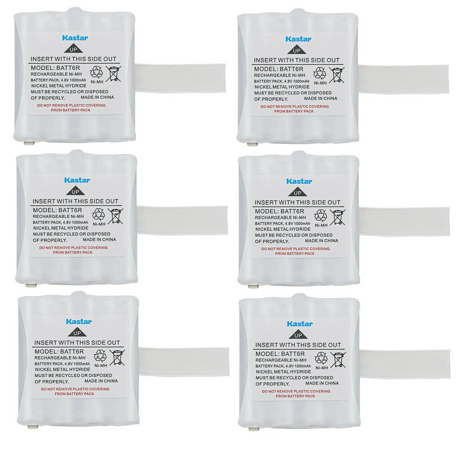 Kastar 6-Pack BATT6R Battery 4.8V 1000mAh Replacement for Midland M24 ...