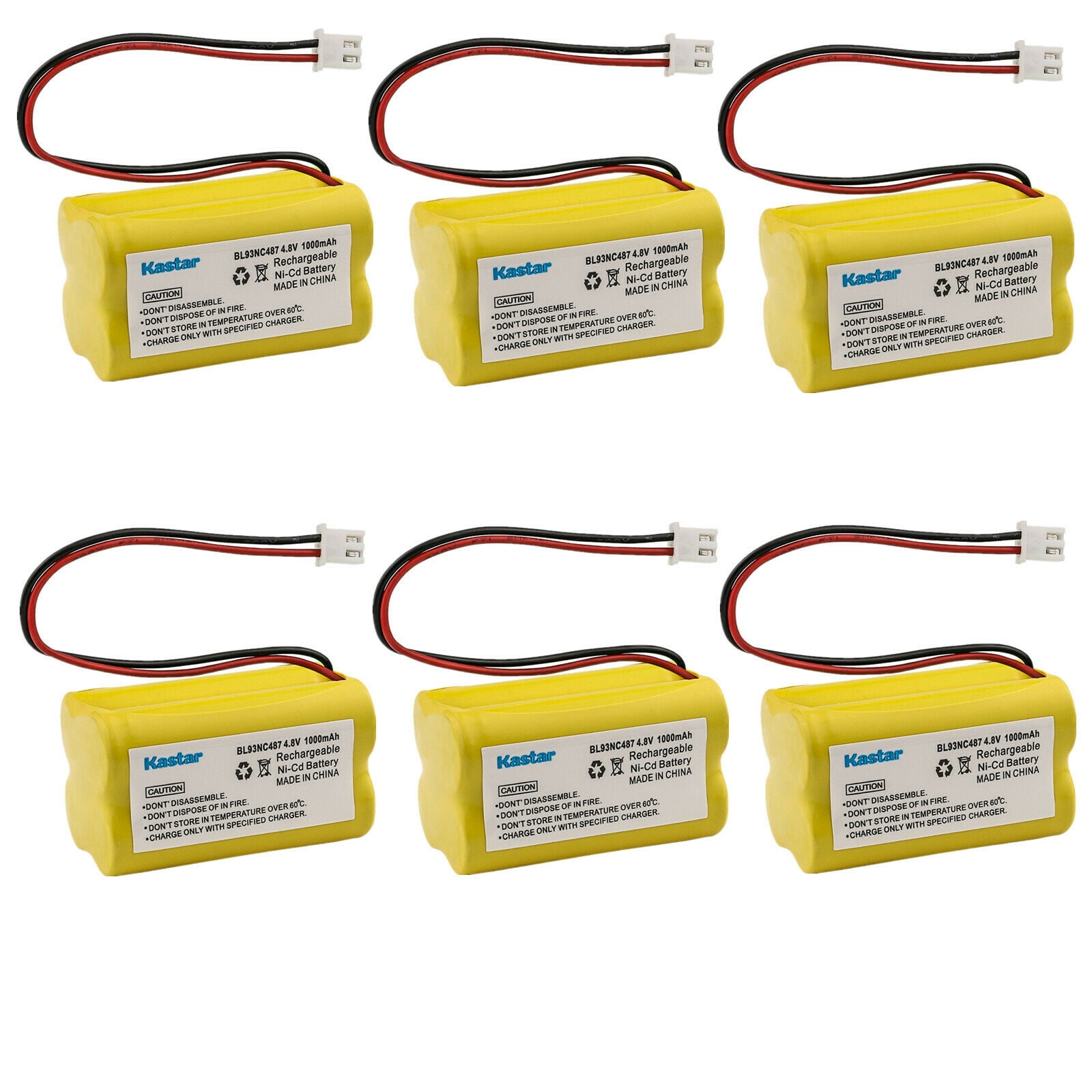 Kastar 6-Pack BL93NC487 Ni-CD Battery 4.8V 1000mAh Replacement for ...