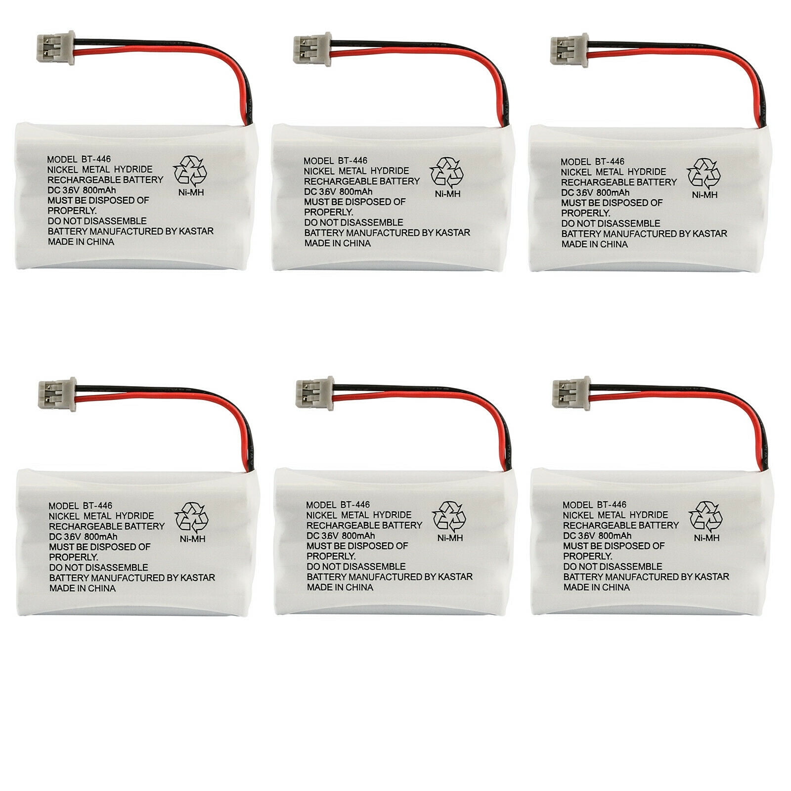 Kastar 6-Pack Battery Ni-MH 3.6V 800mAh Replacement for Uniden BT-446 ...
