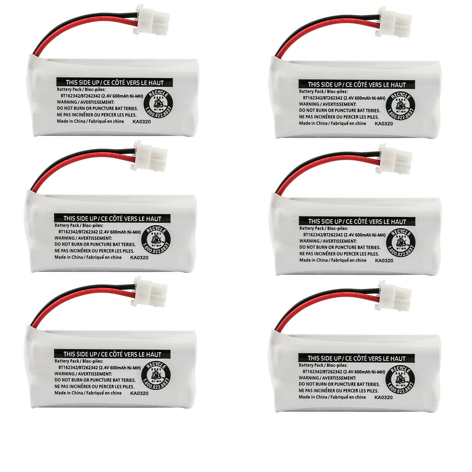 Kastar 6-Pack Battery Replacement for Vtech BT162342 BT262342 BT266342 ...