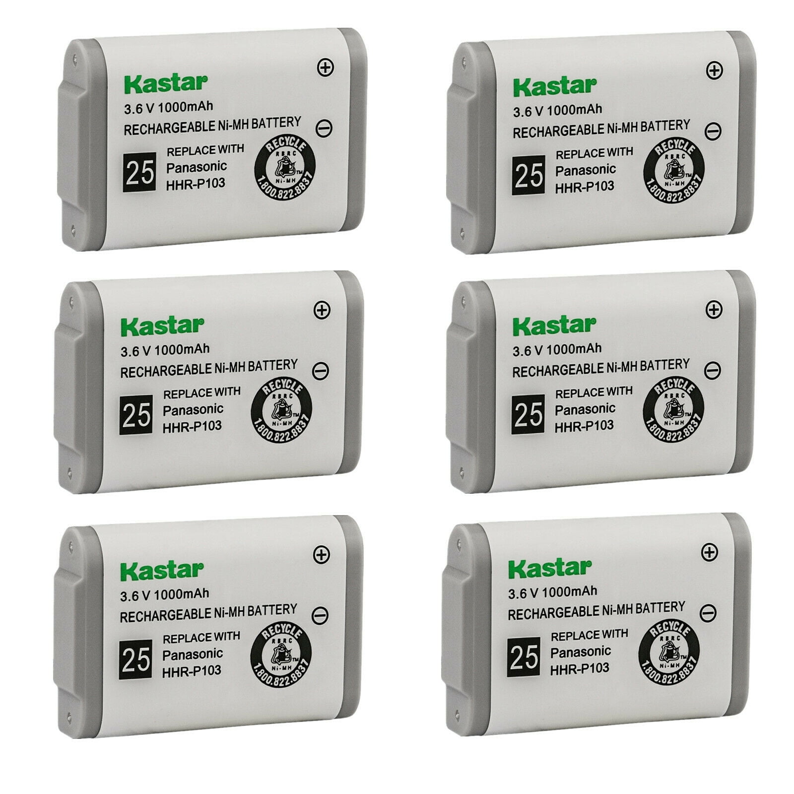 Kastar 6-Pack HHR-P103 Battery Replacement for PHILIPS SJB4142 5808 ...