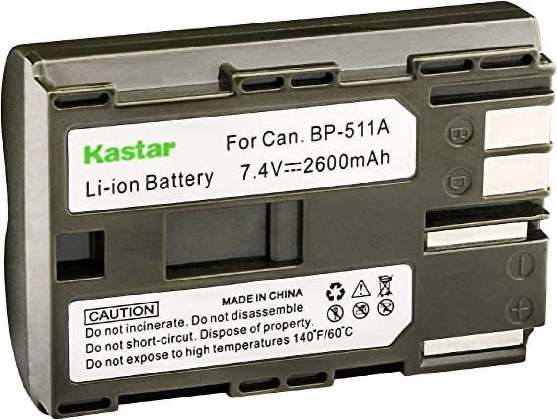 Kastar Battery (1-Pack) for Canon BP-511, BP-511A, BP511, BP511A and Canon EOS 5D, 10D, 20D, 30D ...