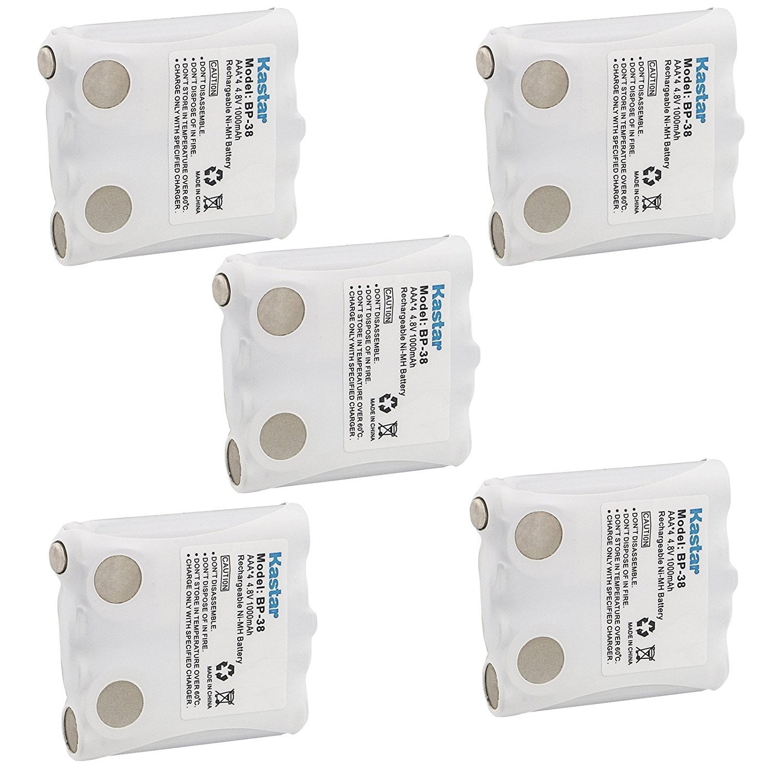 Kastar Battery (5 Pack), Ni-MH 4.8V 1000mAh, for Uniden BP-38 BP-39 BT ...