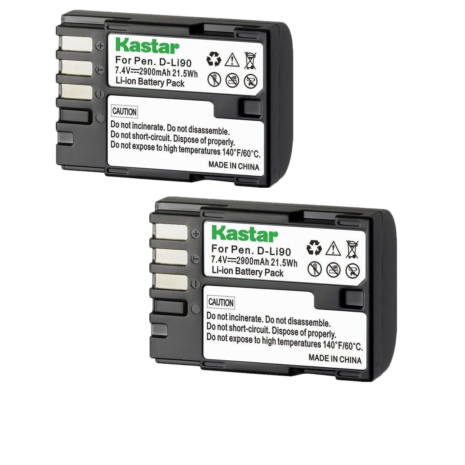 Kastar D-Li90 Battery 2-Pack Replacement for Pentax K-1, K-01, K-3, K-3 ...