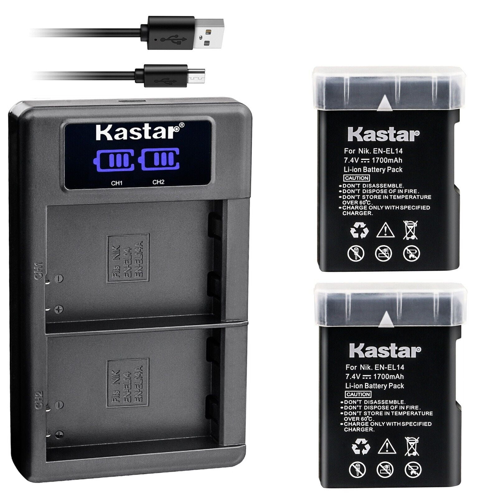 Kastar EN-EL14 2-Pack Battery and LKD2 USB Charger Compatible with ...