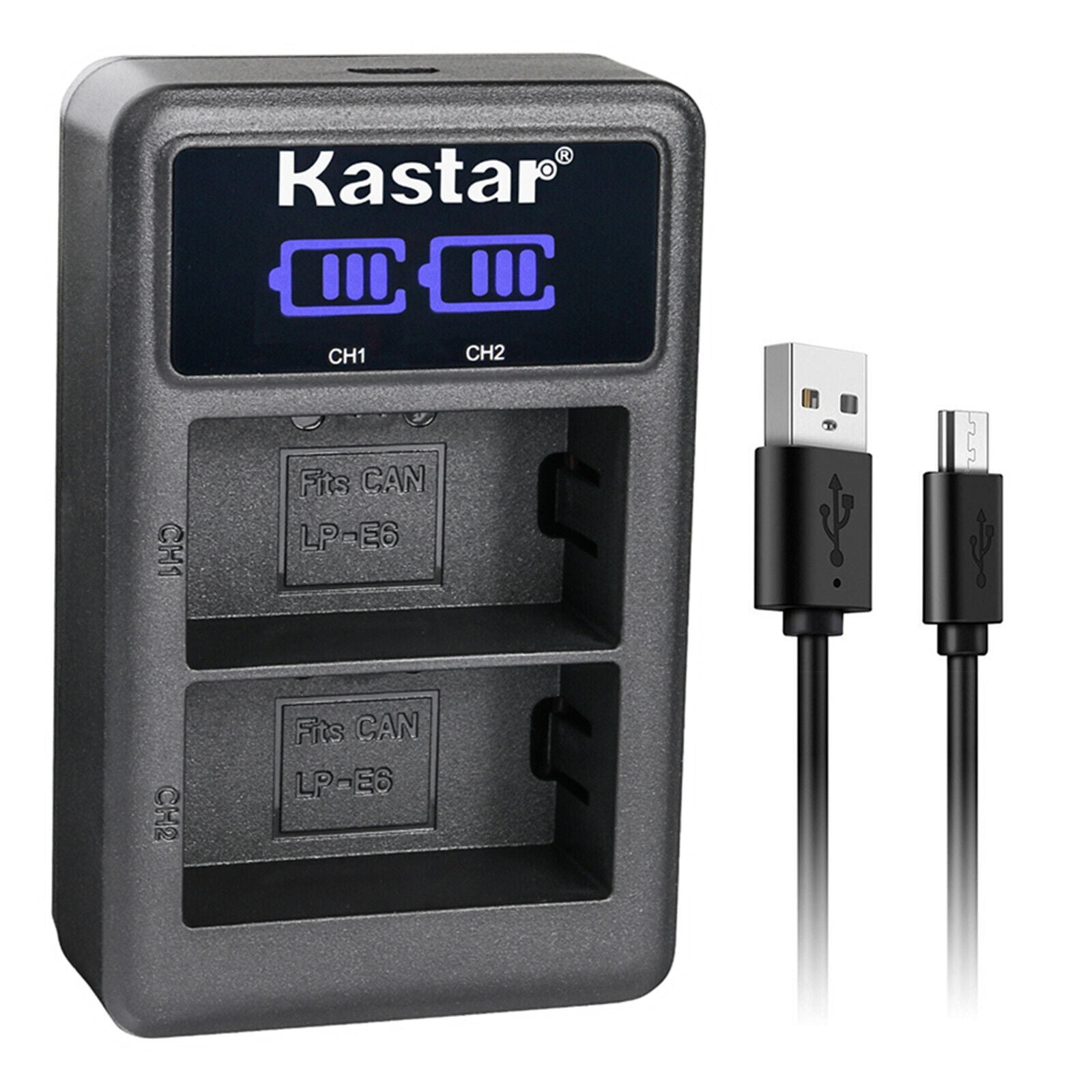 Kastar LP-E6 LED2 USB Battery Charger Compatible with Blackmagic BMPCC ...