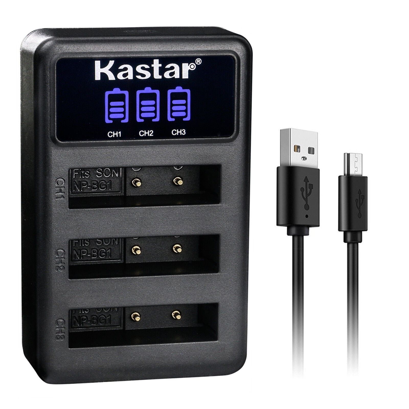 Kastar NP-BG1 LCD Triple USB Battery Charger Compatible with Sony DSC ...