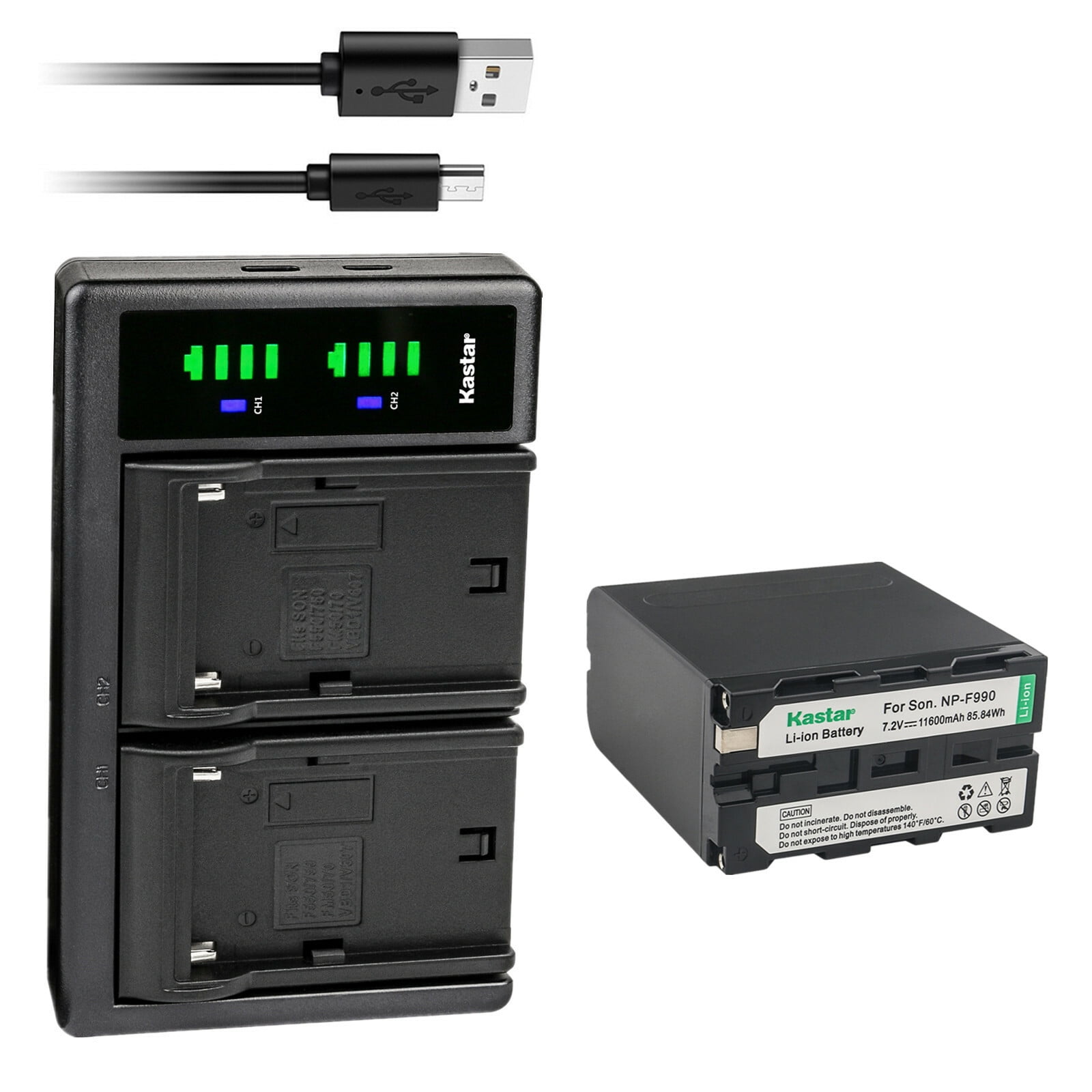 Kastar NP-F990 Battery 1-Pack and LTD2 USB Charger Compatible with Sony ...