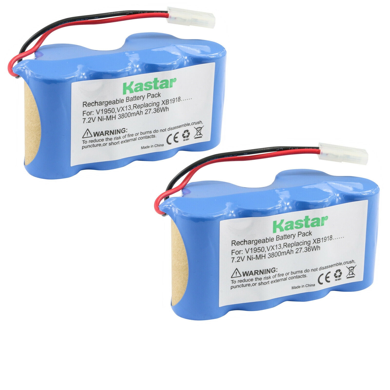 Kastar V1950 Battery (2 Pack), Ni-MH 7.2V 3800mAh, Replacement for Euro ...