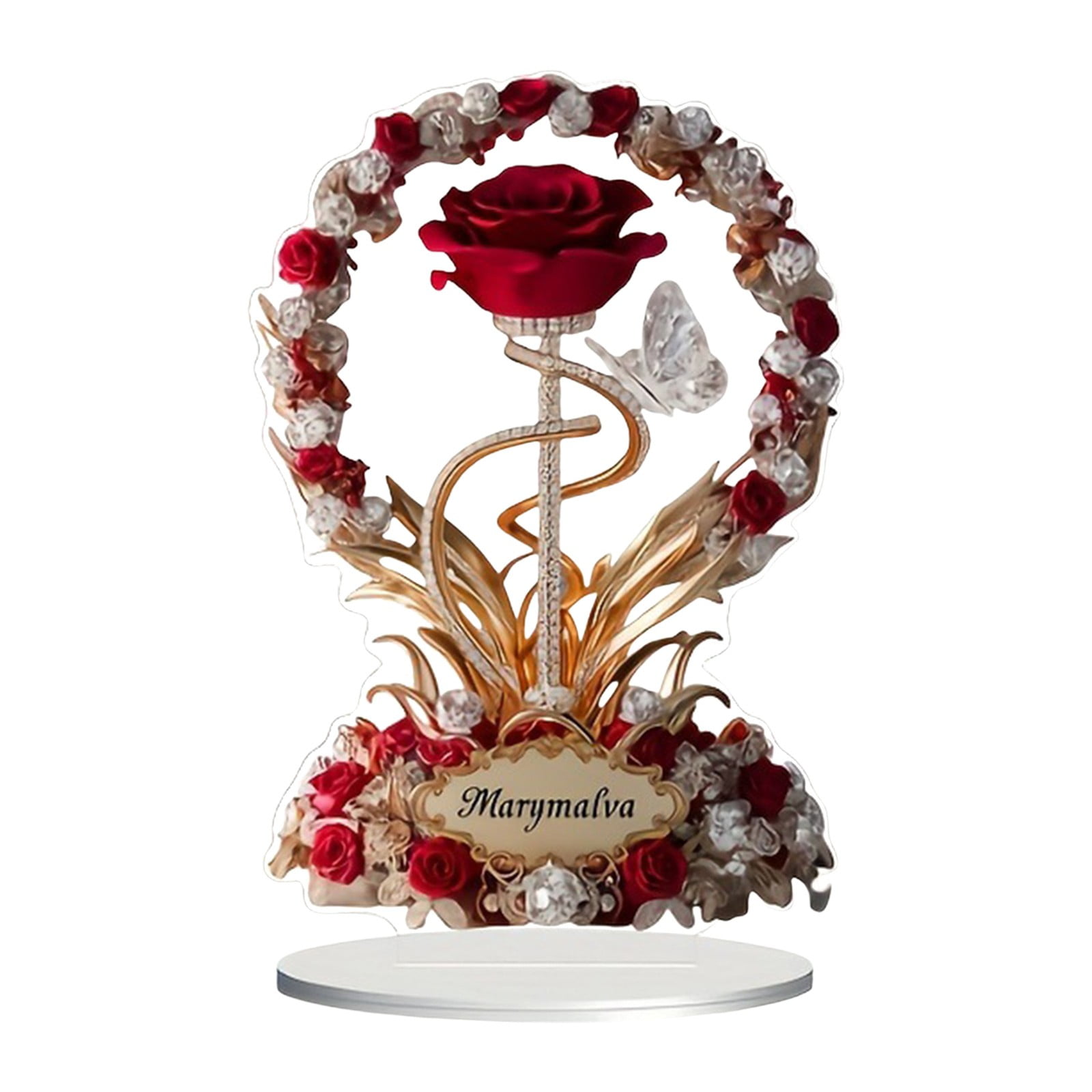 Kasuo 2D Flat Acrylic Rose Flower Sign, Acrylic Rose Tabletop Signs ...