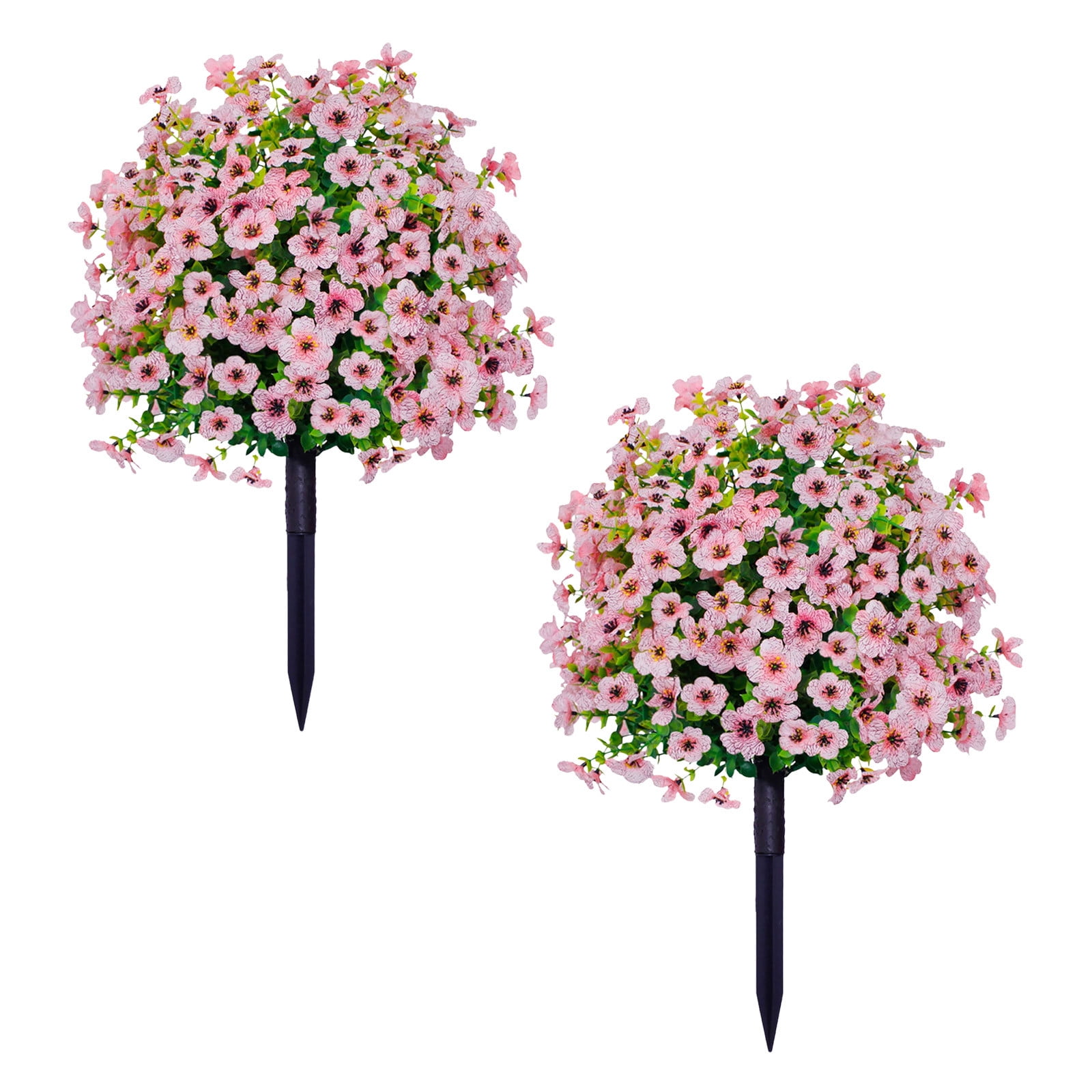 Kasuo Set of 2 Artificial Boxwood Topiary Ball with Violet Flowers with ...