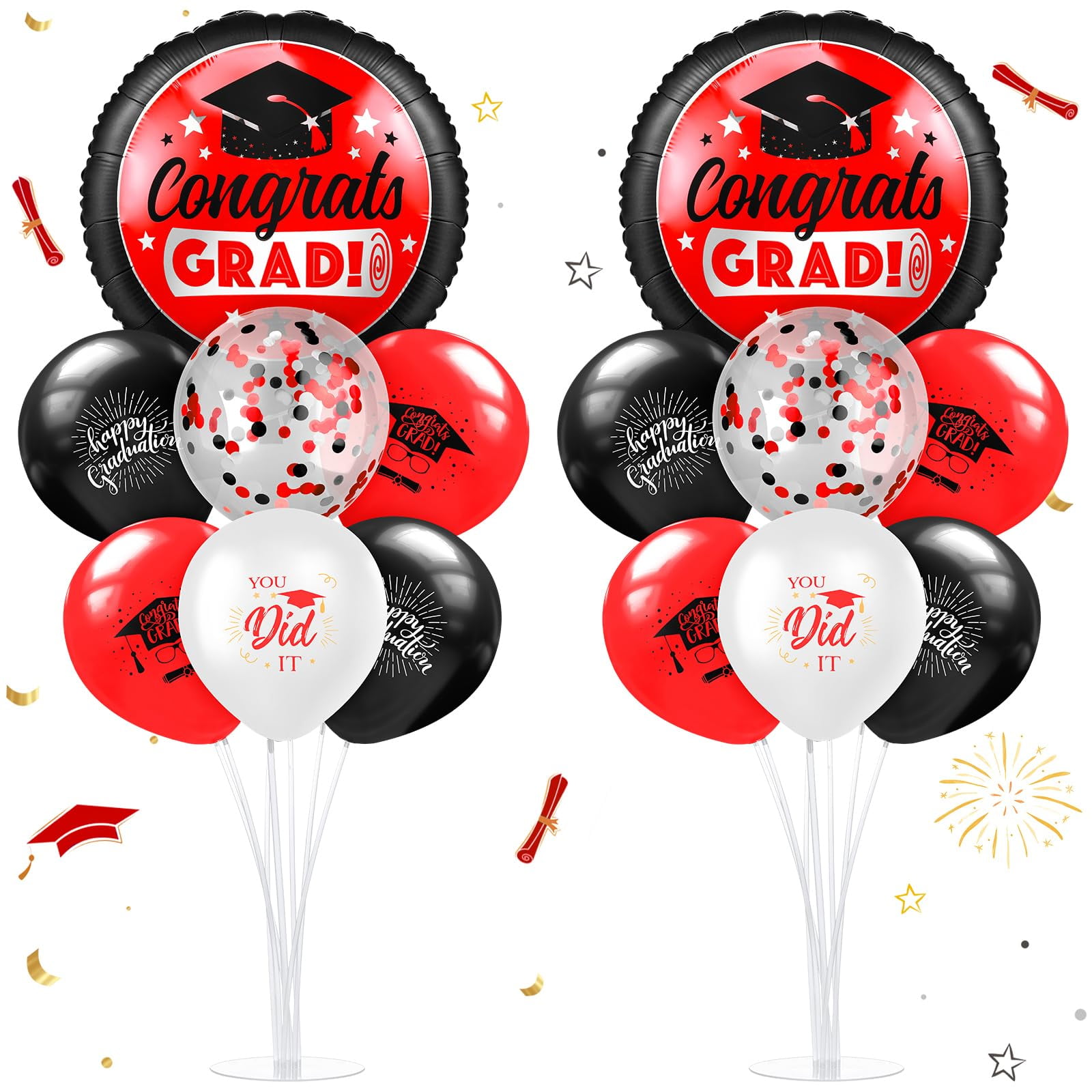 Kasyat 2 Set Red and Black 2025 Graduation Table Centerpiece Balloon ...