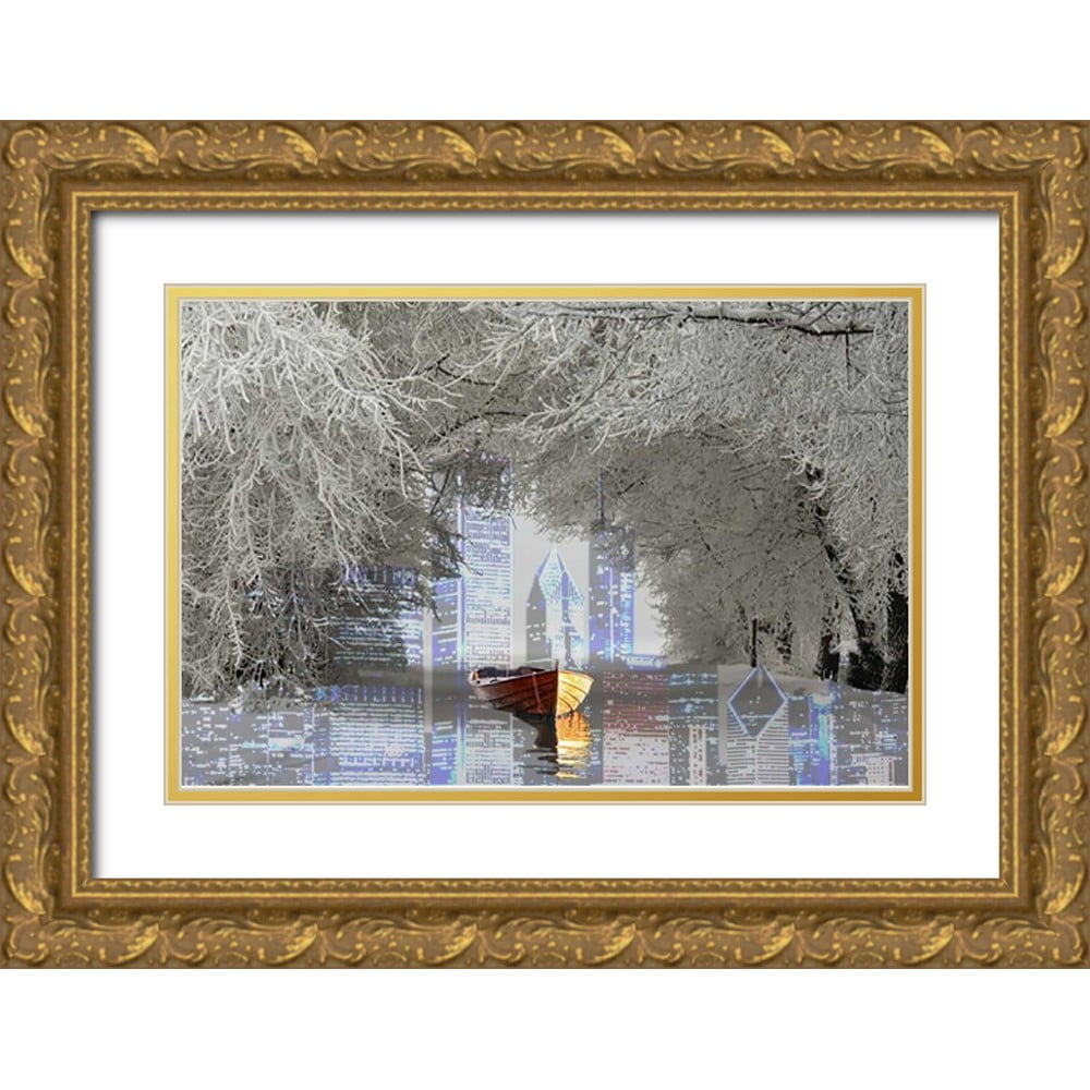 Kat 24x17 Gold Ornate Wood Framed with Double Matting Museum Art Print Titled - Skyline ...