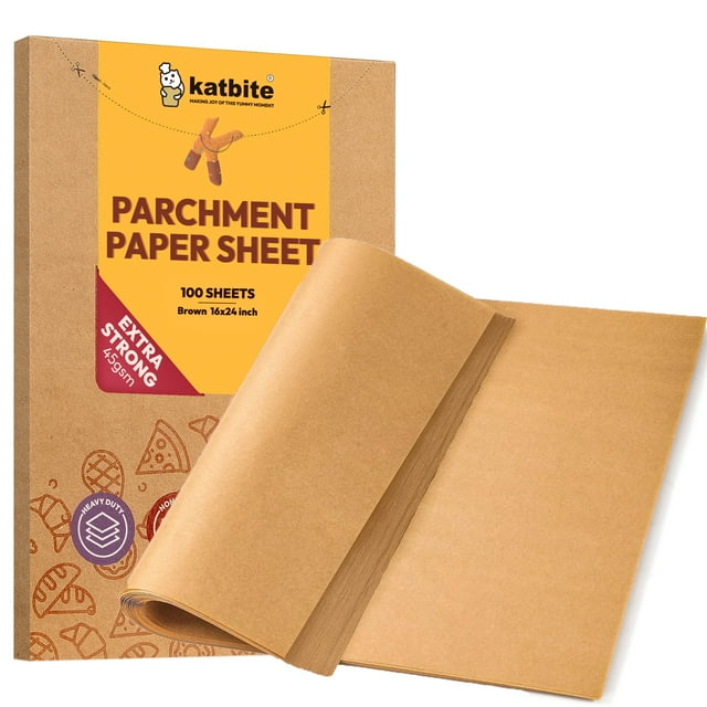 Katbite 100Pcs 16x24 Inch Precut Unbleached Parchment Paper Sheets Non ...