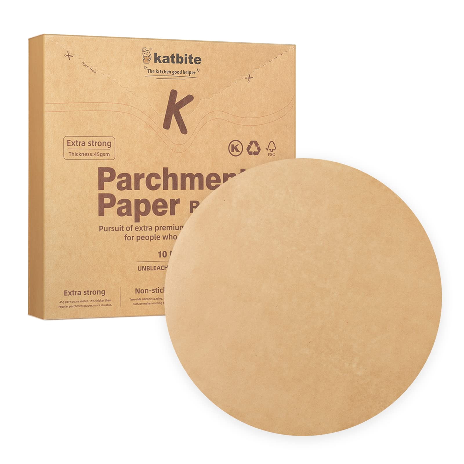 Katbite 200Pcs 10 Inch Parchment Paper Rounds, Unbleached & Non-stick ...