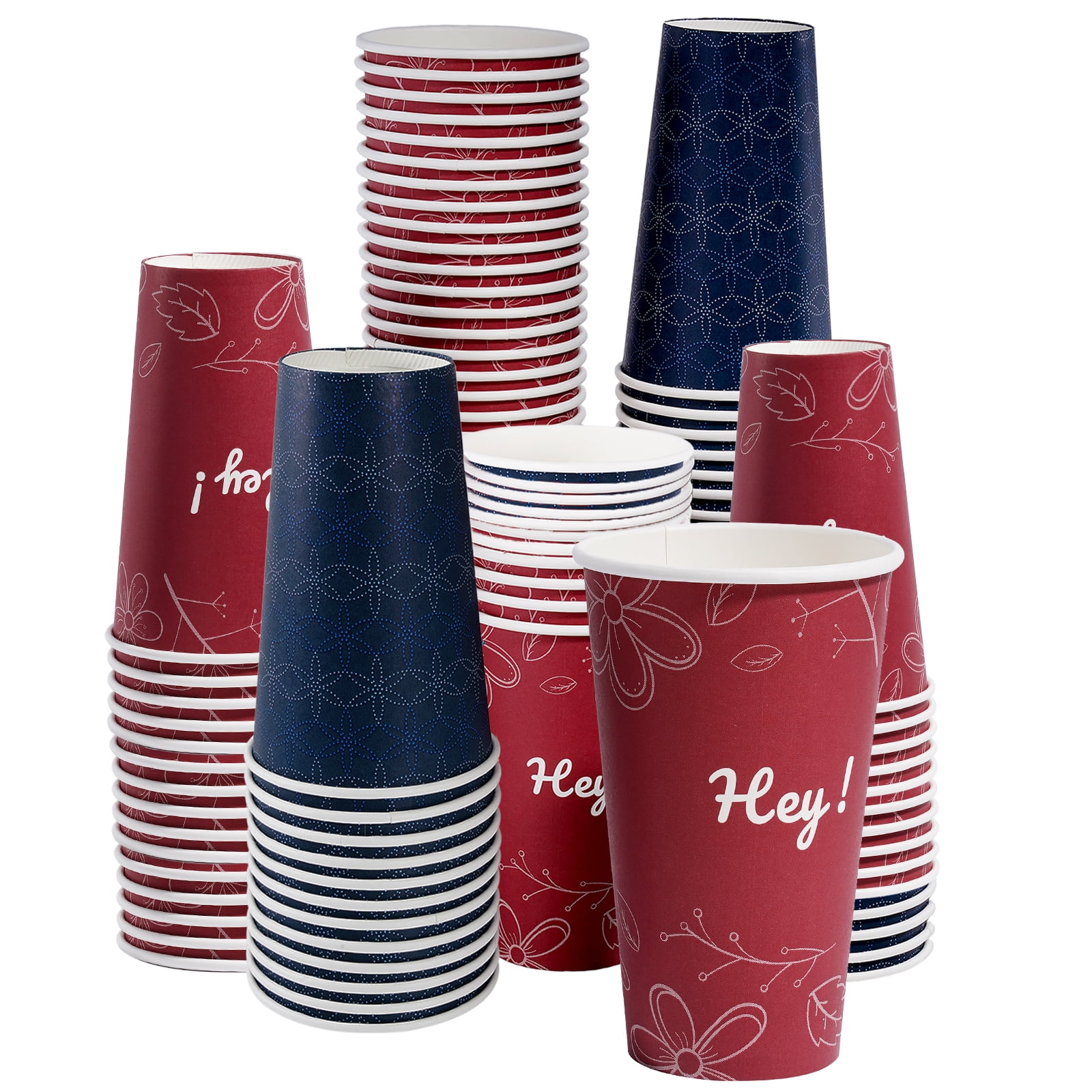 Katbite Disposable Paper Cups, 16oz 60 Count Hot/Cold Paper Drinking ...