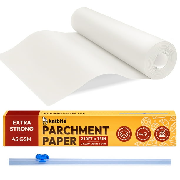 Katbite Heavy Duty Parchment Paper Roll for Baking, 15 in x 210 ft, 260 ...